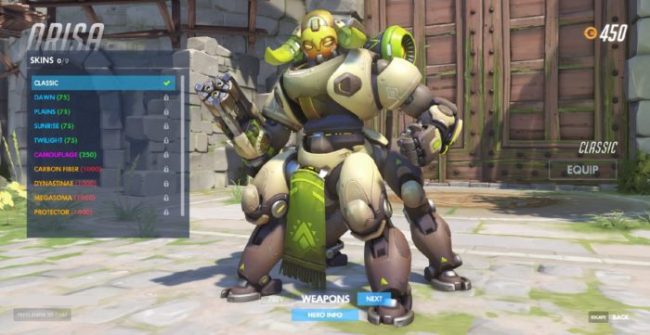 Overwatch: All Orisa Skins & Legendary Skins
