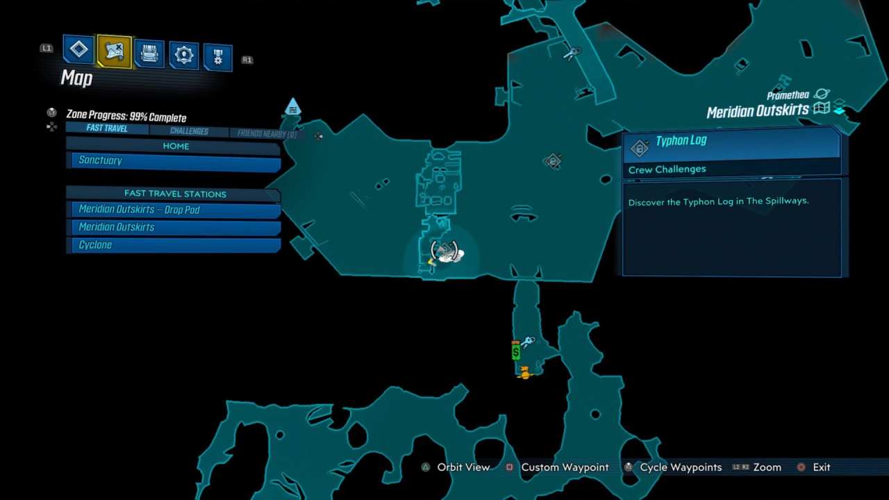 Borderlands 3 Meridian Outskirts Crew Challenge Locations: Typhon Logs ...
