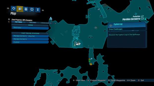 Borderlands 3 Meridian Outskirts Crew Challenge Locations: Typhon Logs ...
