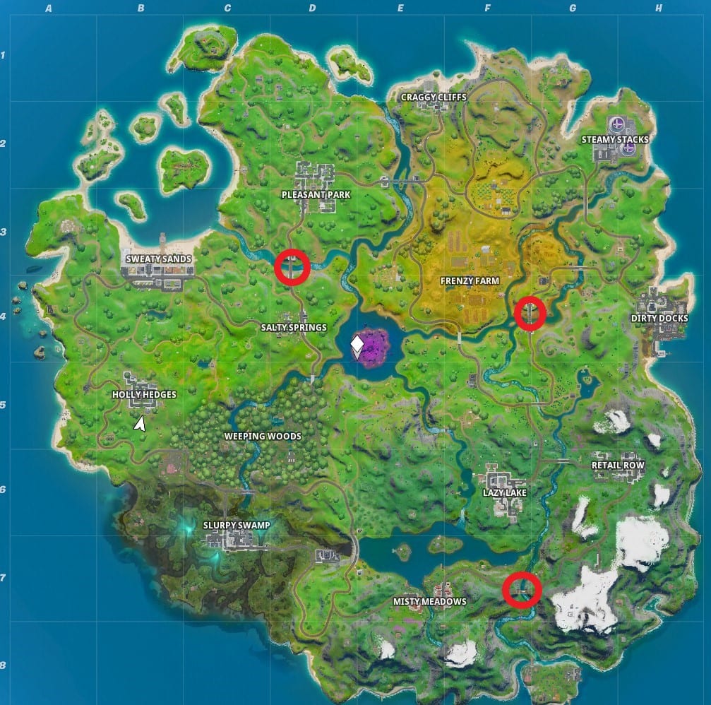 Fortnite Steel Bridge Locations: Where to Dance at Green, Yellow & Red ...