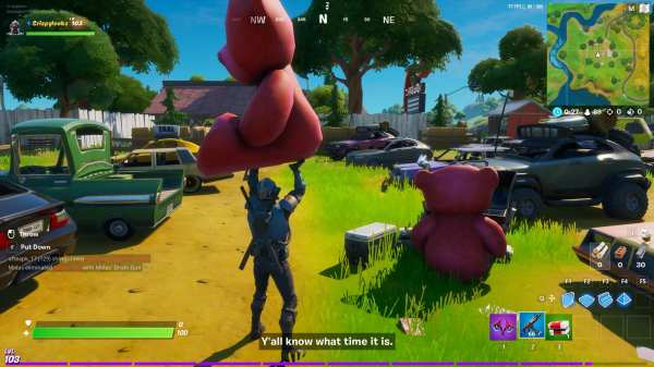 Fortnite: Carry a Giant Pink Teddy Bear Found in Risky Reels 100 Meters ...