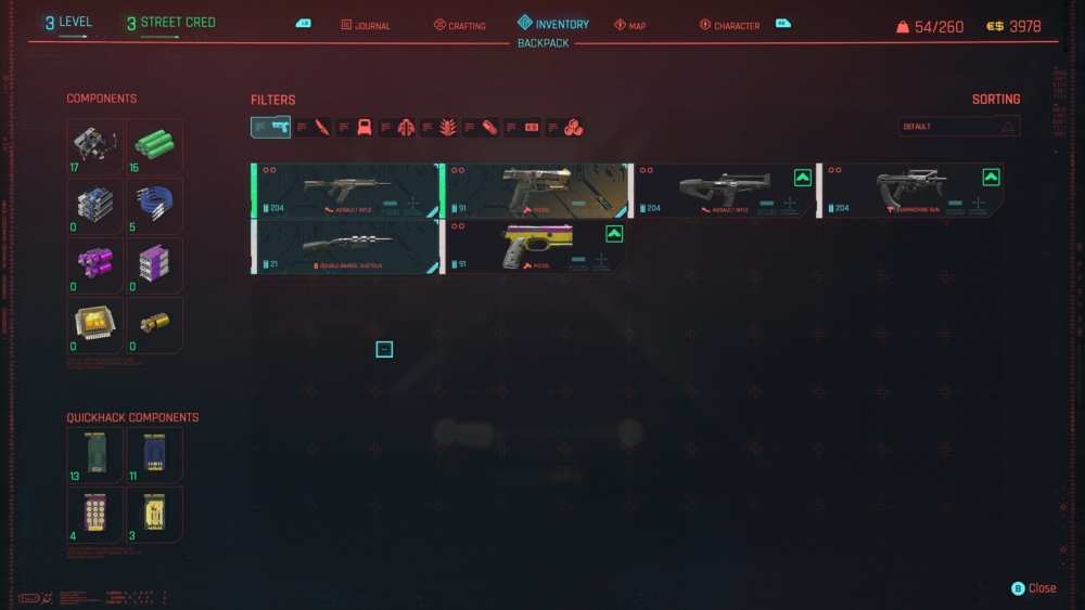 Cyberpunk 2077: How to Open Inventory & Backpack