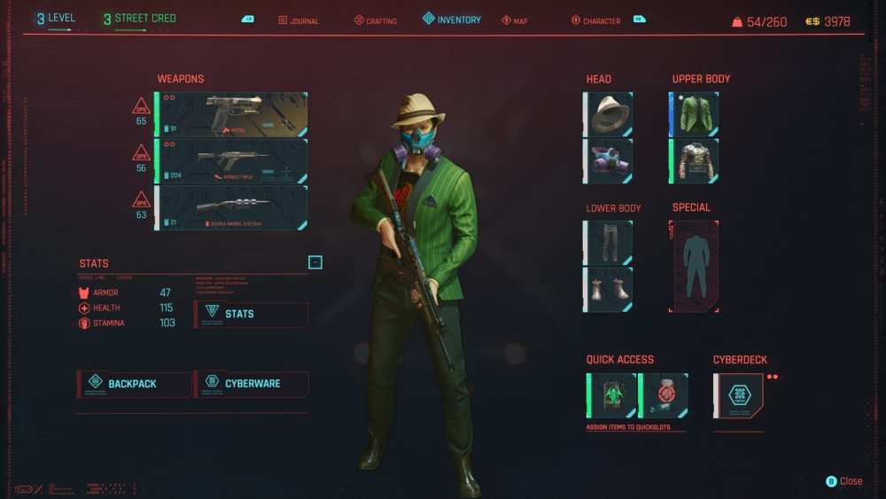 Cyberpunk 2077: How to Open Inventory & Backpack