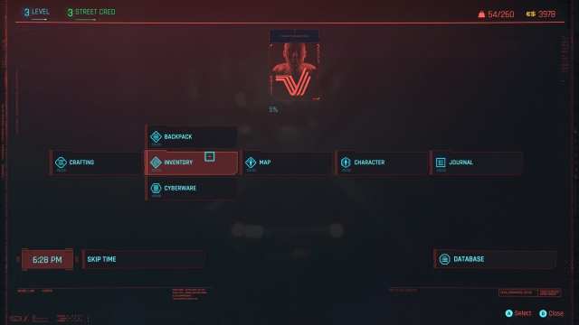Cyberpunk 2077: How to Open Inventory & Backpack