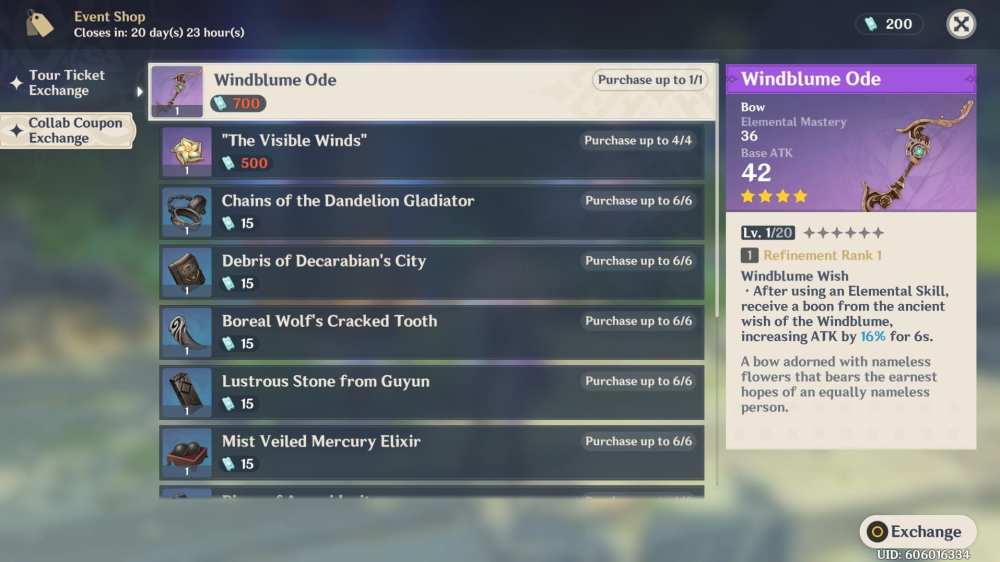 Genshin Impact: How to Get the Windblume Ode