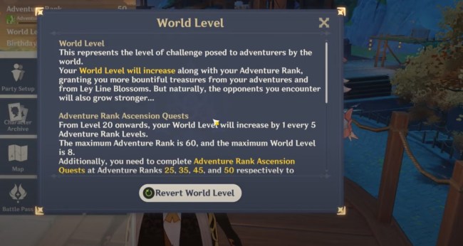 Genshin Impact: How to Change World Level - Twinfinite