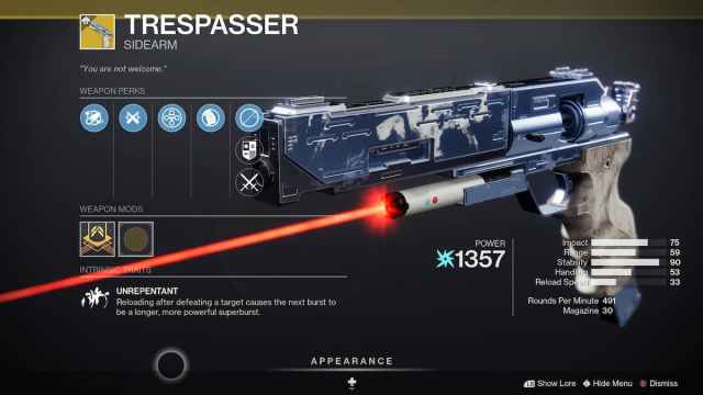How to Get Trespasser Exotic Sidearm in Destiny 2 Season of the Haunted ...