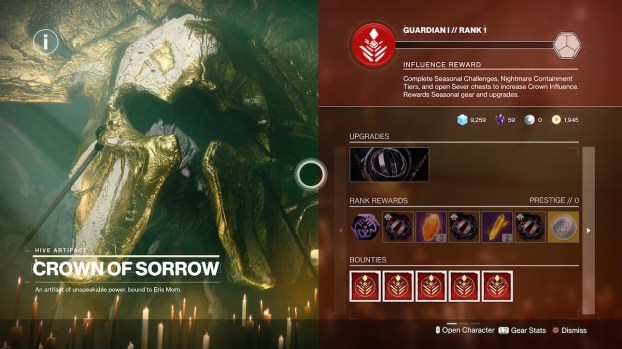 How to Upgrade Crown of Sorrow in Destiny 2 - Twinfinite