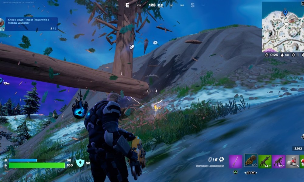 How to Knock Down Timber Pines with a Ripsaw Launcher in Fortnite ...