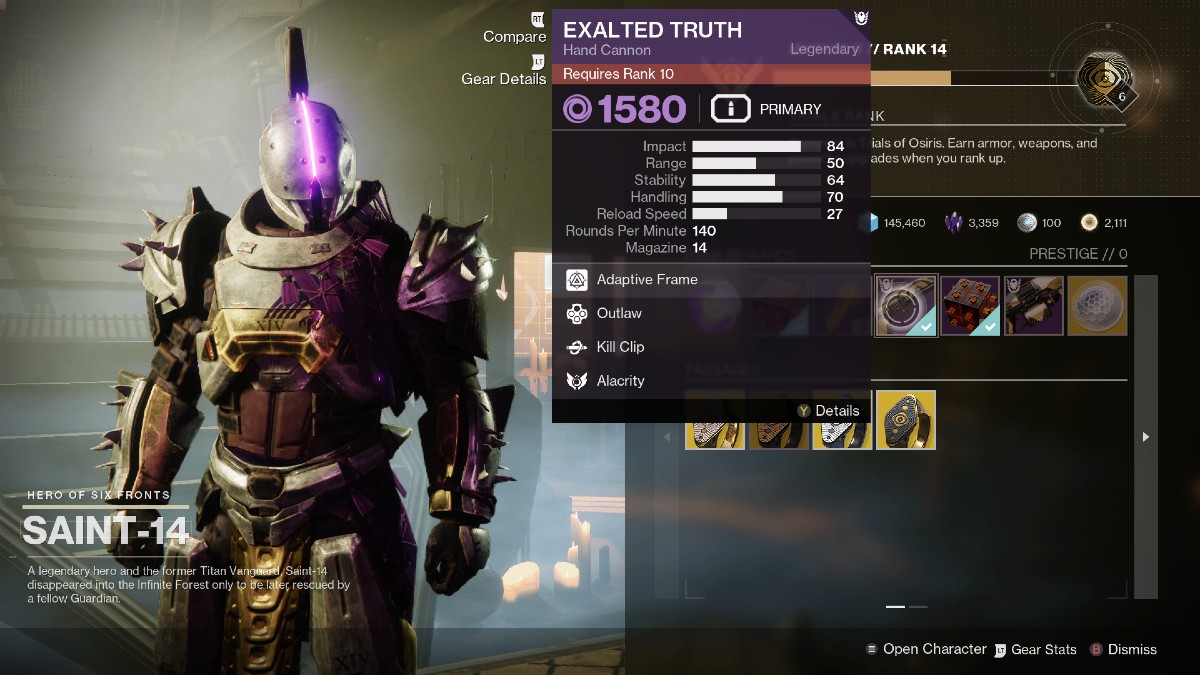 How To Get Exalted Truth Hand Cannon & What The God Roll For It Is In ...