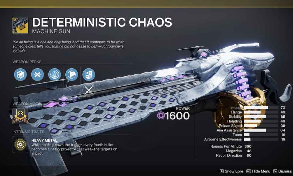 How To Get Deterministic Chaos Exotic Machine Gun In Destiny 2