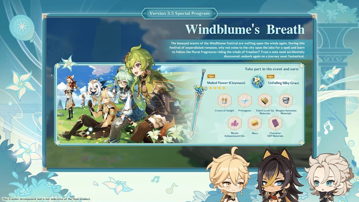 All Windblume's Breath Event Rewards in Genshin Impact - Twinfinite