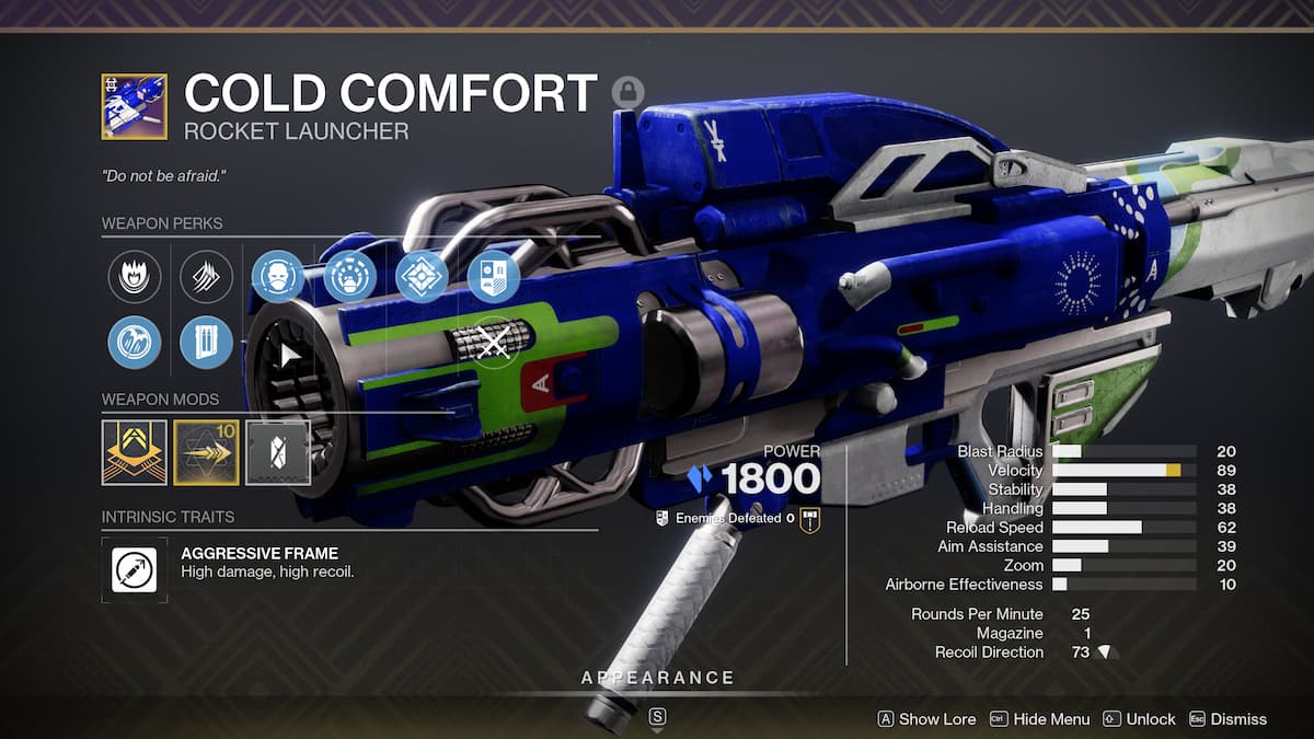 Destiny 2 Cold Comfort Rocket Launcher - How to Get It and God Roll ...