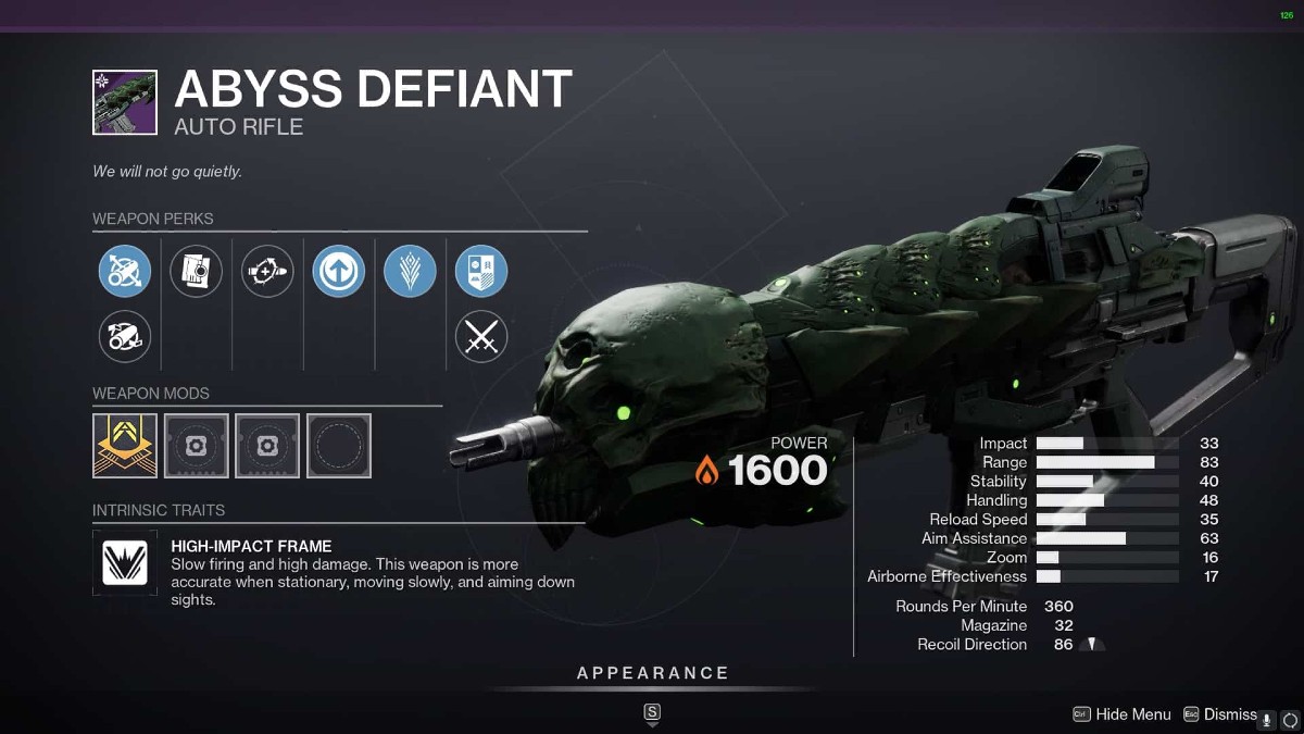 Destiny 2: How To Get The Abyss Defiant Auto Rifle & God Roll Explained ...