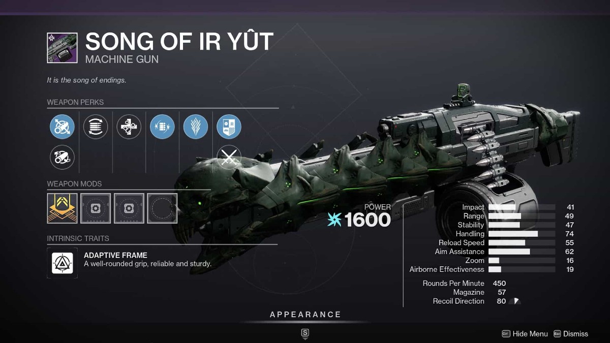 Destiny 2: How To Get The Song Of Ir Yut LMG & God Roll Explained ...