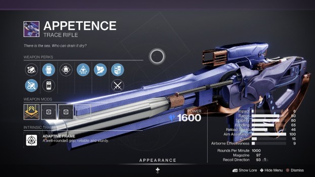 How to Get The Appetence Trace Rifle in Destiny 2 & What the God Roll ...