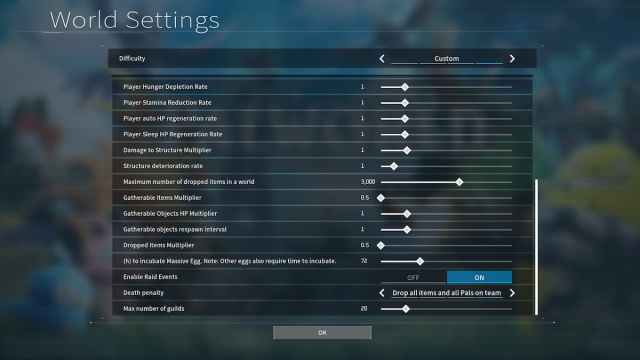 Palworld Difficulty Settings Explained & How to Change