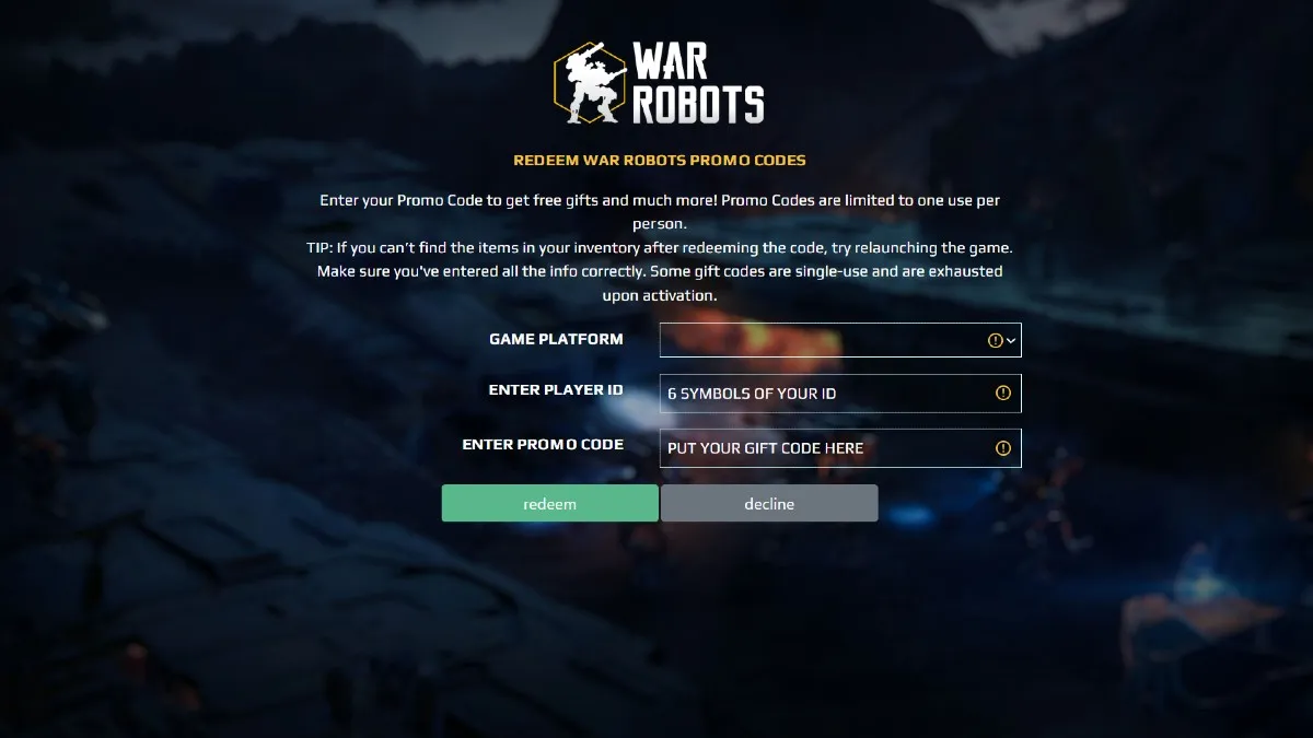 War Robots Codes - Twinfinite