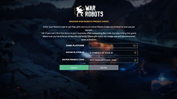War Robots Codes - Twinfinite