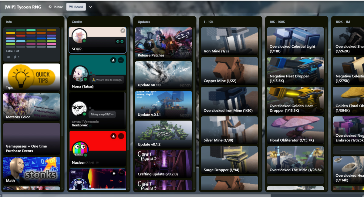 Tycoon RNG Trello Link (July 2024) - Twinfinite