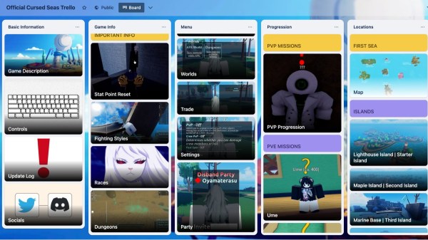 Cursed Seas Trello Link (August 2024) - Twinfinite